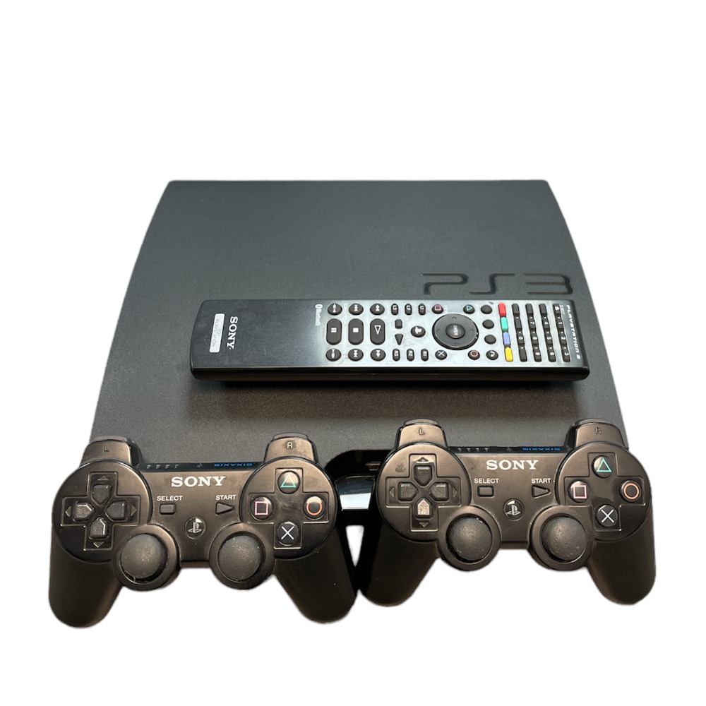 Pre-owned Sony PS3 Slim - 160GB Console x2 Controllers & TV Remote - Own4Less